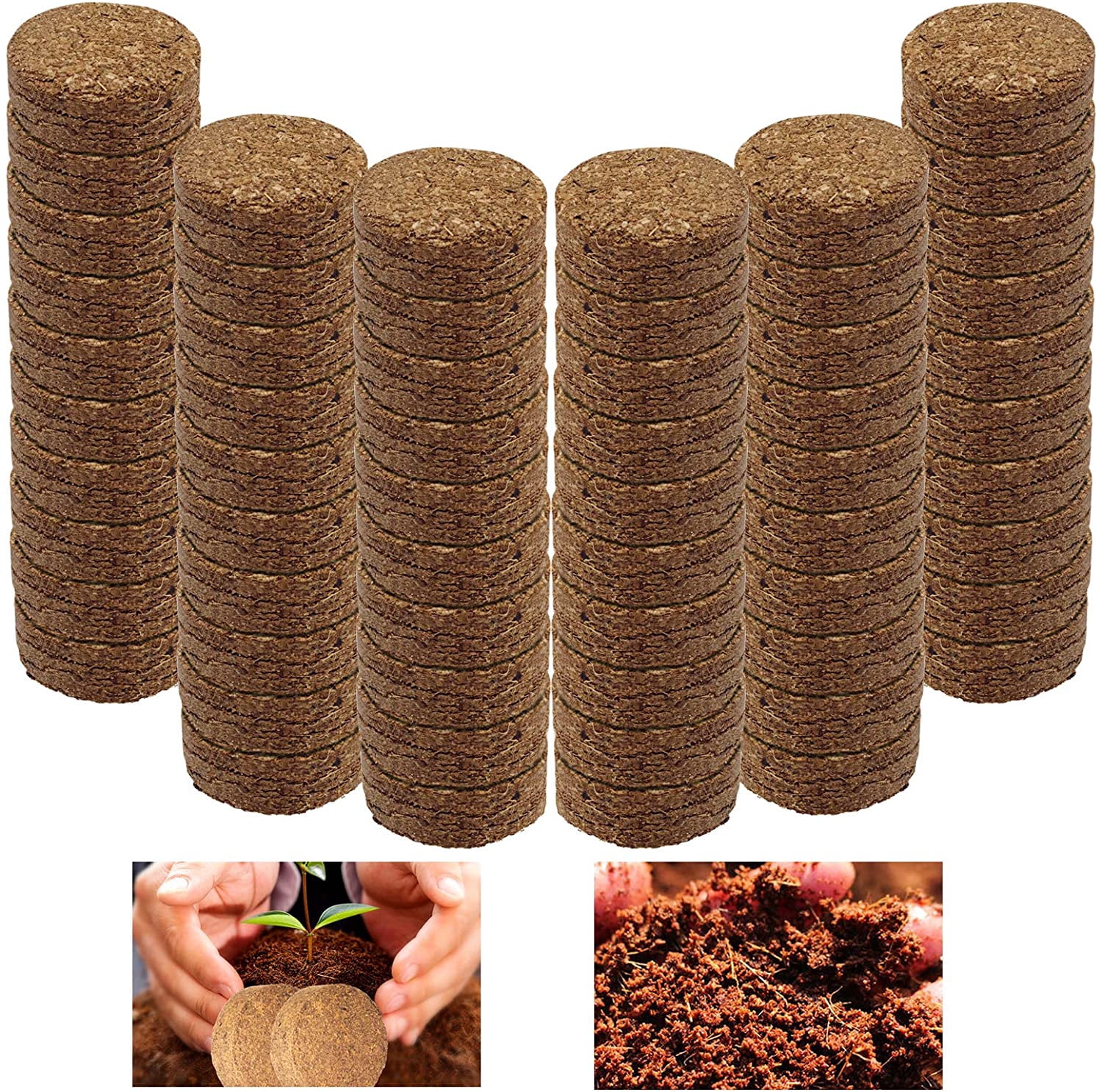 60pcs 40mm Compressed Coco Coir Fiber Potting Soil - Expanding Organic ...