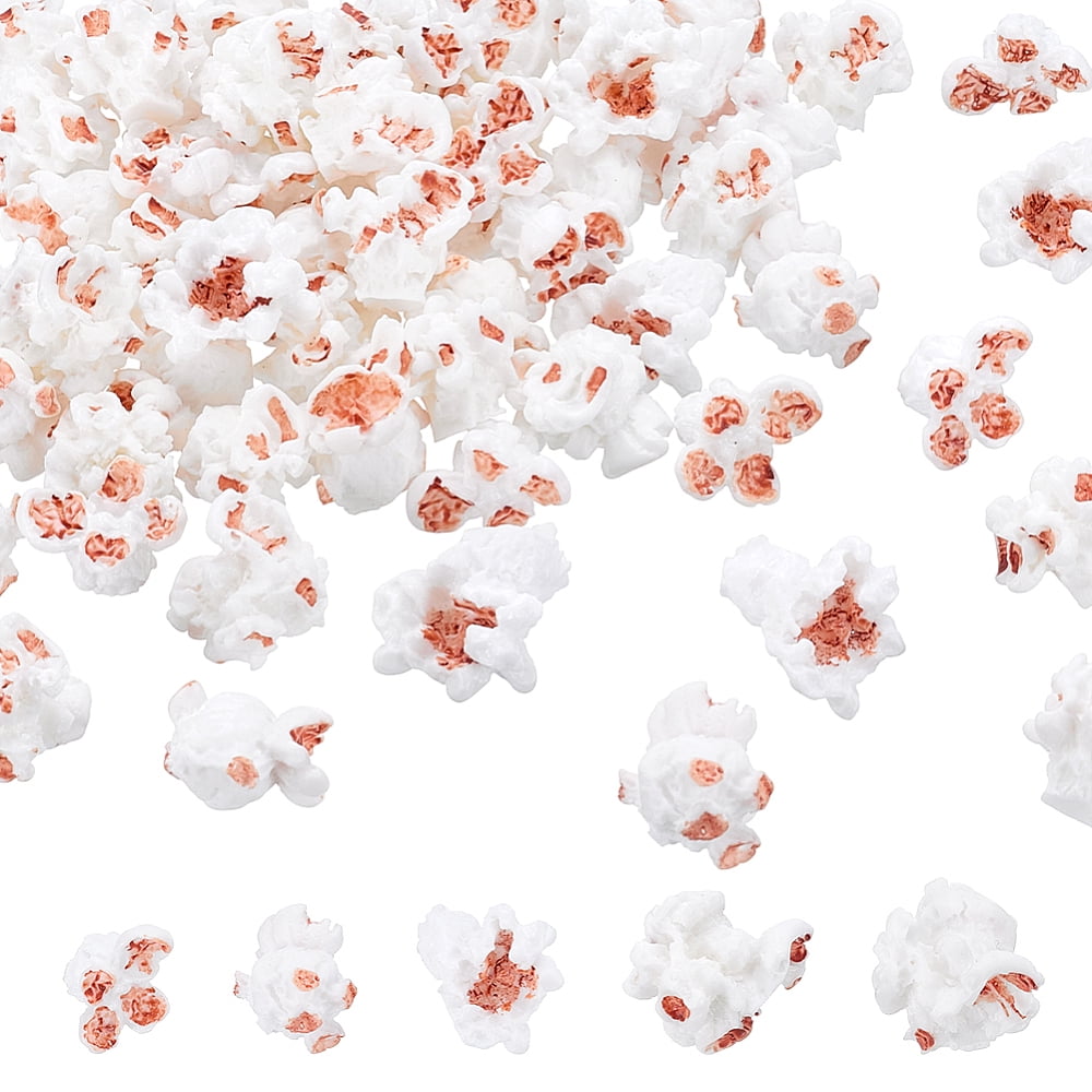 60pcs 5 Styles Fake Popcorn Resin Charms Mini Popcorn White Artificial ...
