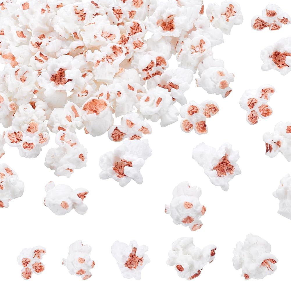 60pcs 5 Styles Fake Popcorn Resin Charms Mini Popcorn White Artificial ...