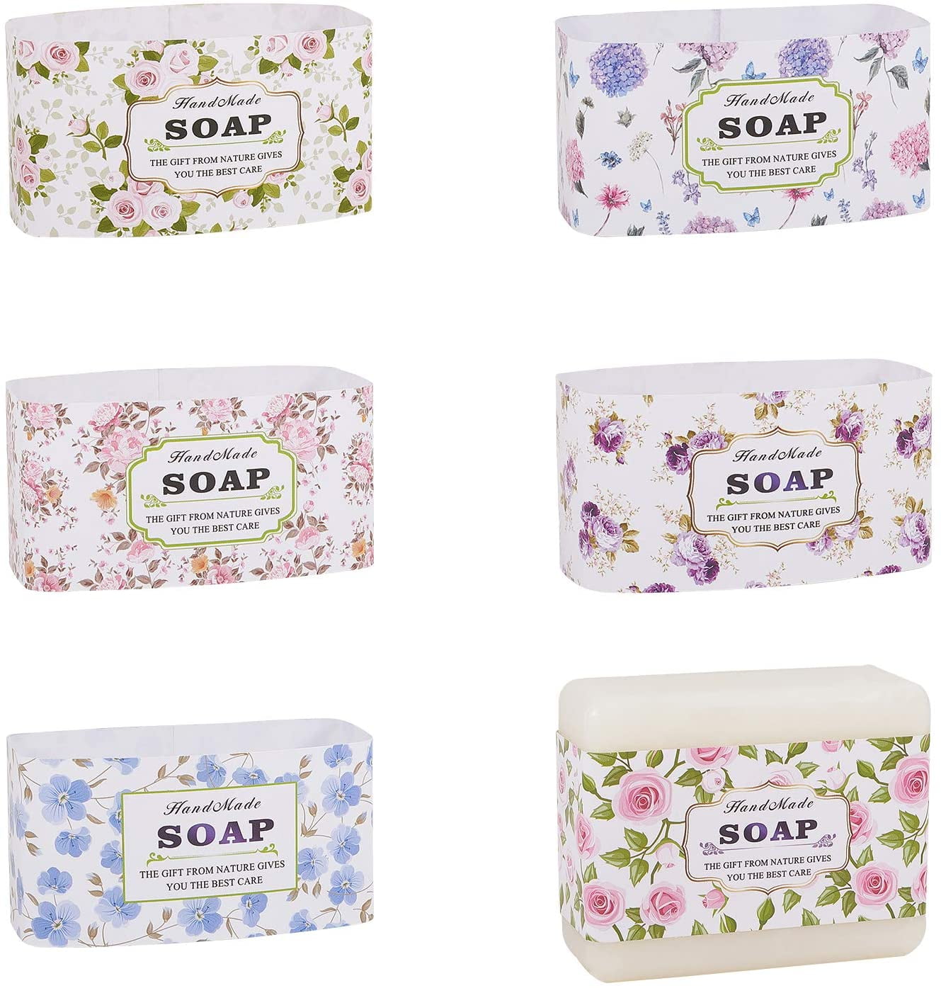 60pcs 6 Style Soap Wrappers Soap Wrap Paper Tape Vertical Soap Labels ...