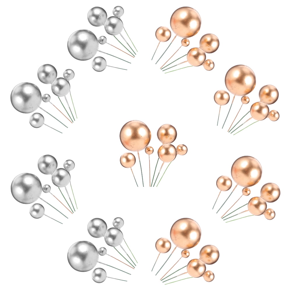 60pcs Balloons Cake Topper Cupcake Topper Cake Picks Silver Golden Cake ...