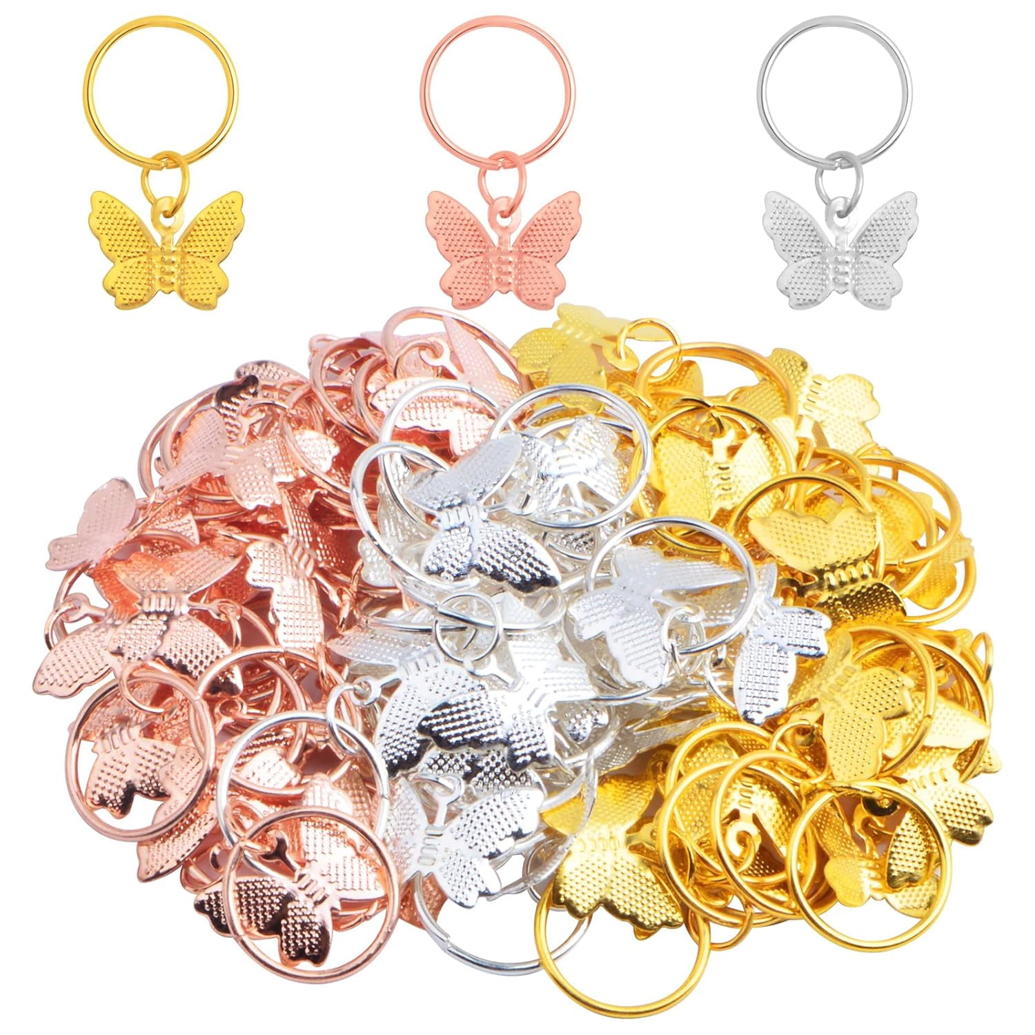 60pcs Butterfly Hair Clips Metal Hair Cuffs Charm Rings Butterfly Shape ...