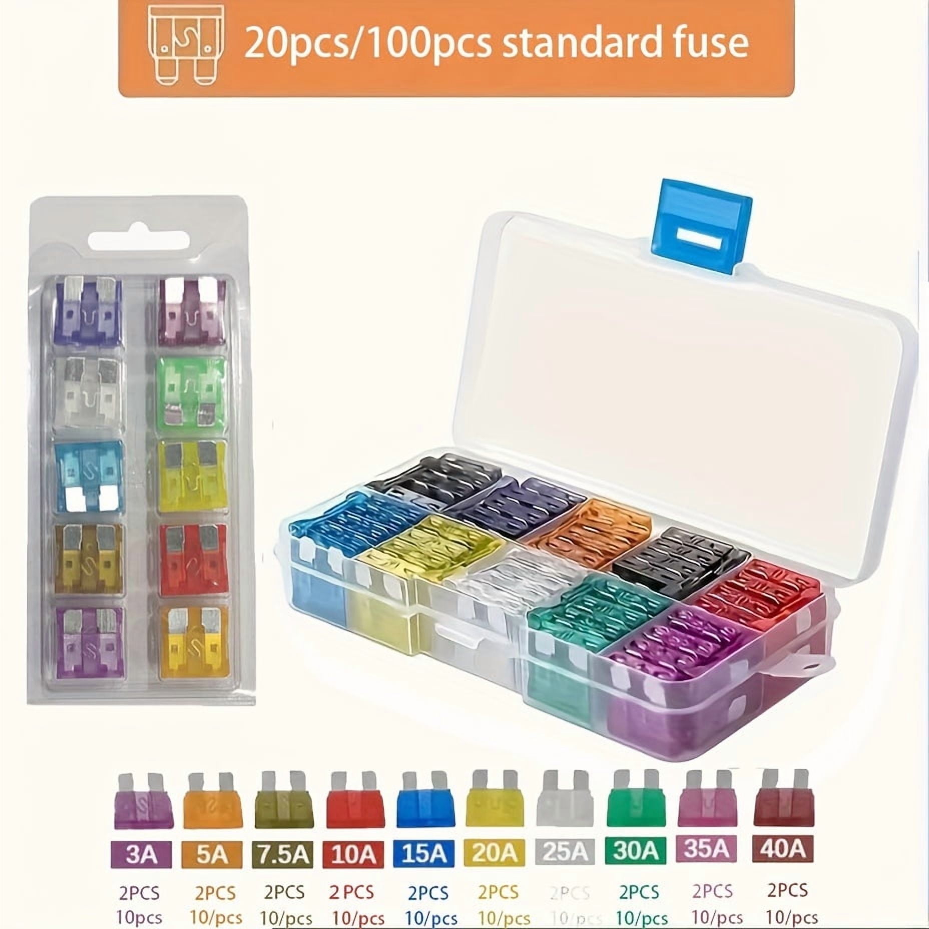 60pcs Car Fuse Assortment Kit, Bagged Mini Blade Fuses 5A/10A/15A/20A ...
