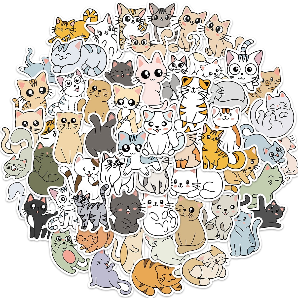60pcs Cartoon Cat Stickers for Water Bottle, Aesthetic Vsco Laptop ...