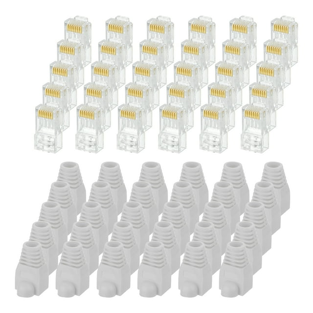 60pcs Cat6 RJ45 Pass Through Connectors, RJ45 Connector 8P8C Gold ...