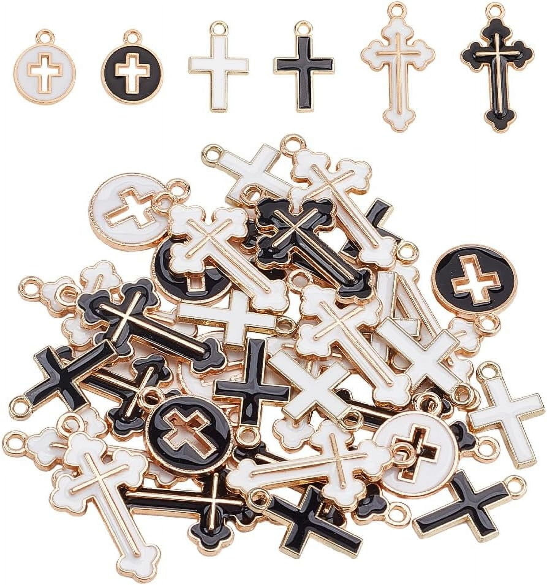 60pcs Charms Enamel Pendant 6 Styles Metal Christian Charms Enamel ...