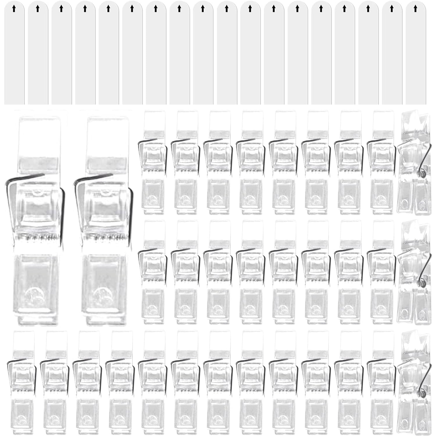 60pcs Clear Plastic Self Adhesive Clips Spring Hanging Wall Clip Paper ...