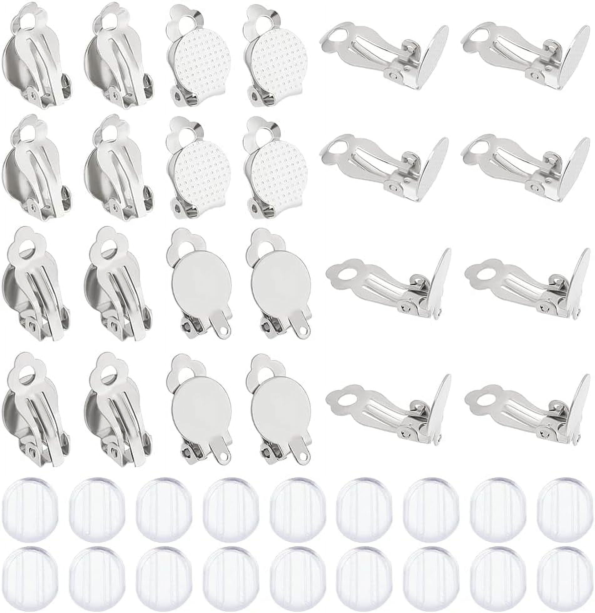 60pcs Clip-on Earring Findings DIY Earring Clip 10mm Stainless Steel ...