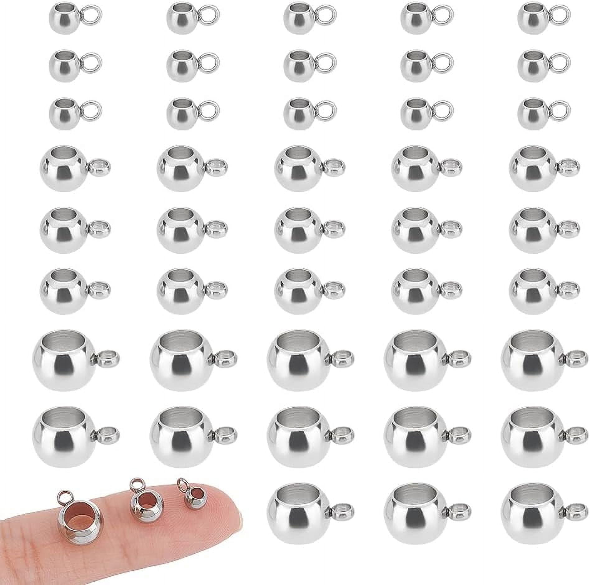 60pcs Column Bail Beads 3 Sizes Stainless Steel Hanger Links Bail Tube ...