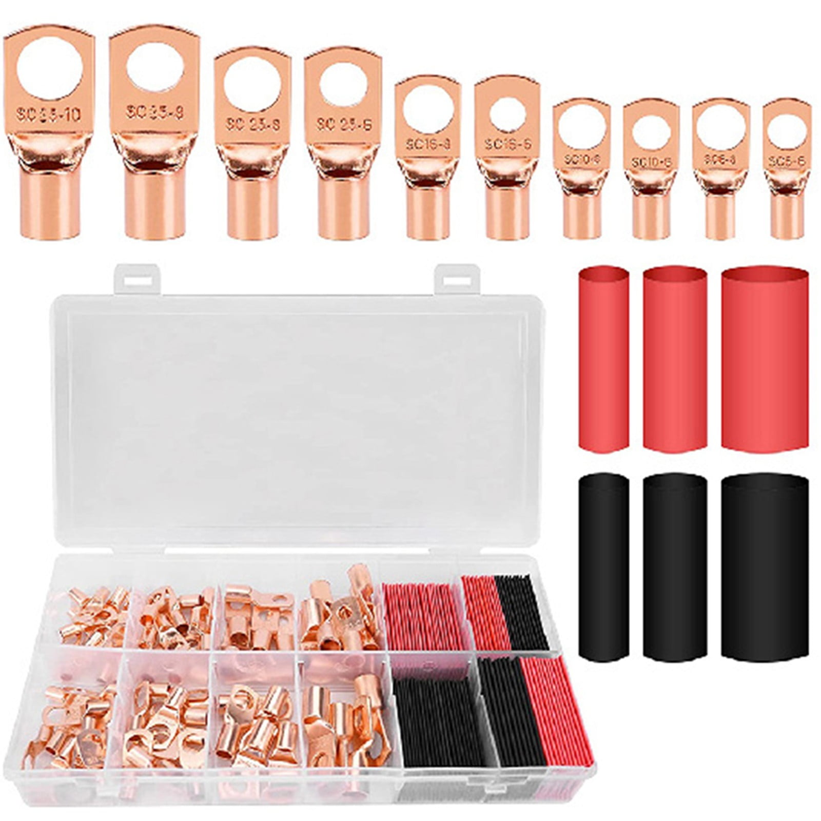 60pcs Copper Ring Terminal Kit Car Auto Wire Crimp Connectors Set ...