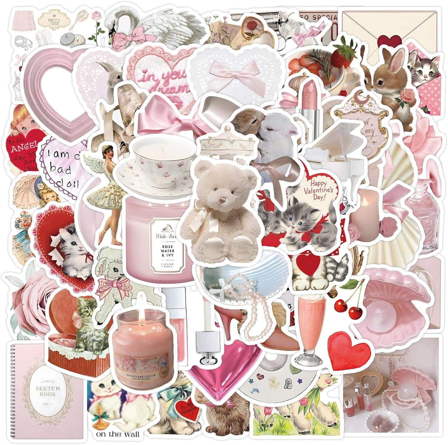 60pcs Coquette Stickers Cute Vinyl Laptop Stickers, Waterproof ...