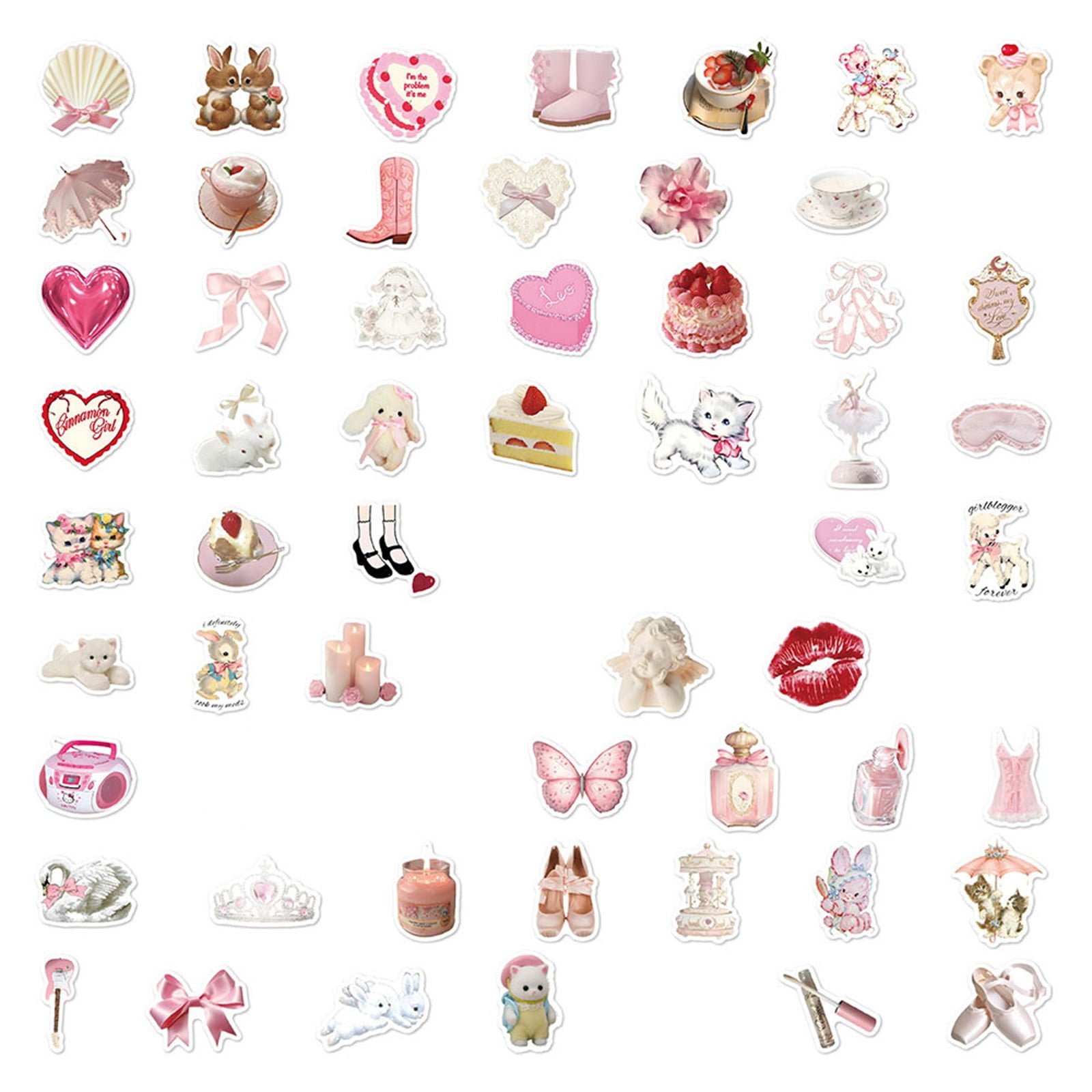 60pcs Cute Stickers Decals, Decoration for Phone Luggage Water Bottle ...