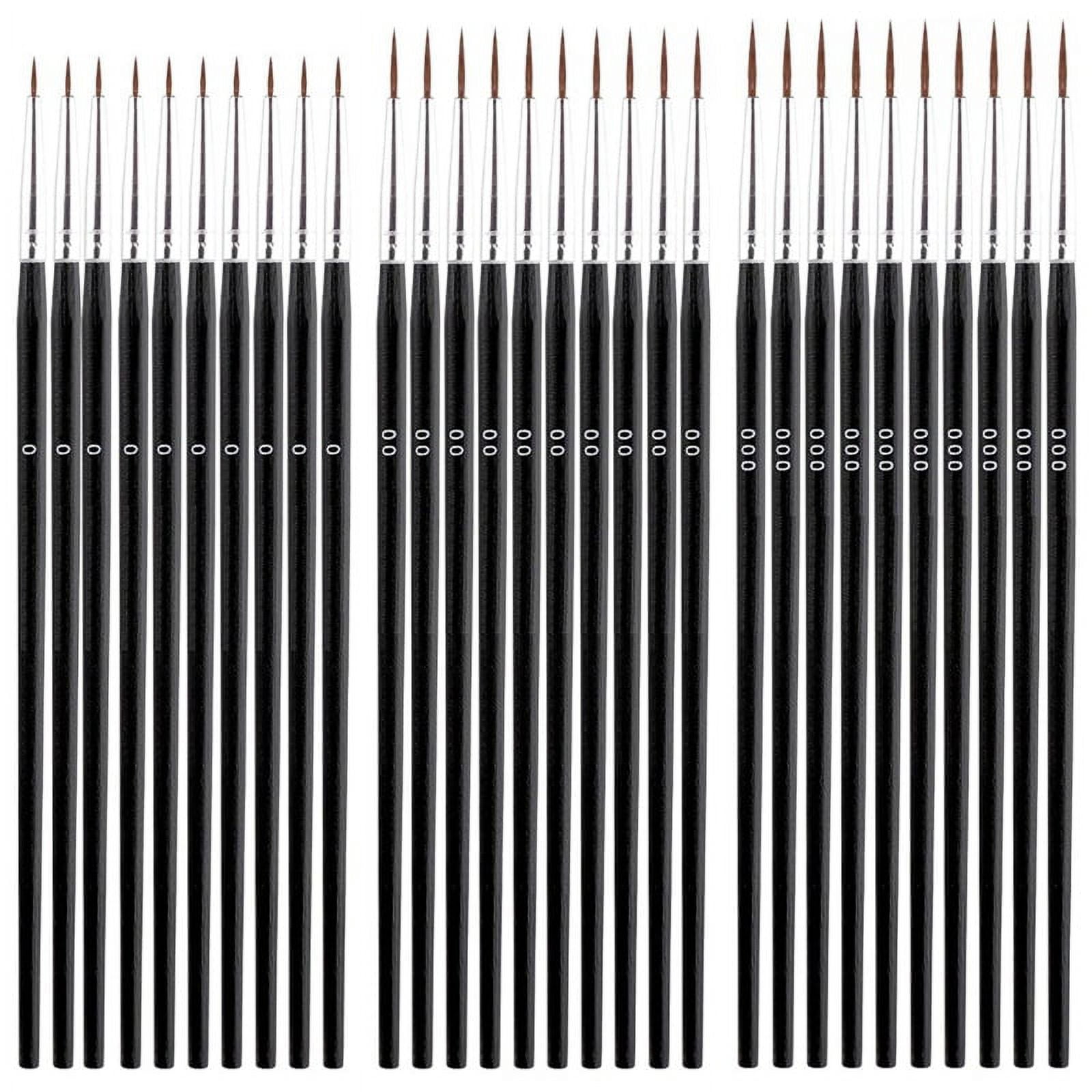 60pcs Detail Paint Brushes, Fine Tip 0 00 000, Black Wood Handle ...