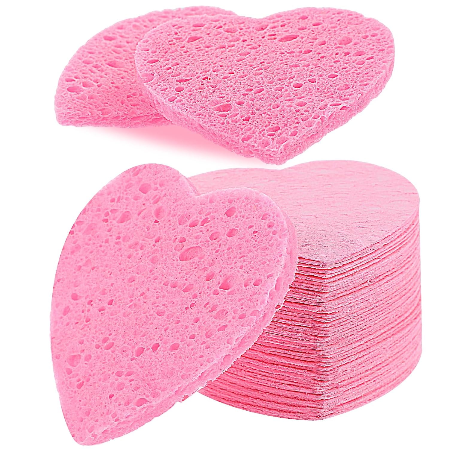 60pcs Disposable Face Heart Sponges for Face Heart Shape Compressed ...