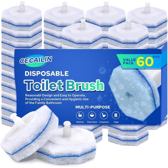 60pcs Disposable Toilet Brush Refills, Toilet Bowl Cleaner Refill Pads ...