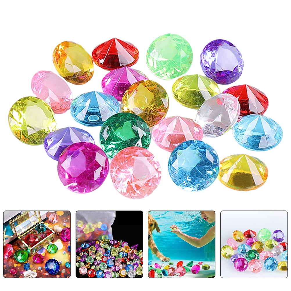 60pcs Diving Gems Toys Acrylic Fake Diamond Pool Gems Summer Underwater ...