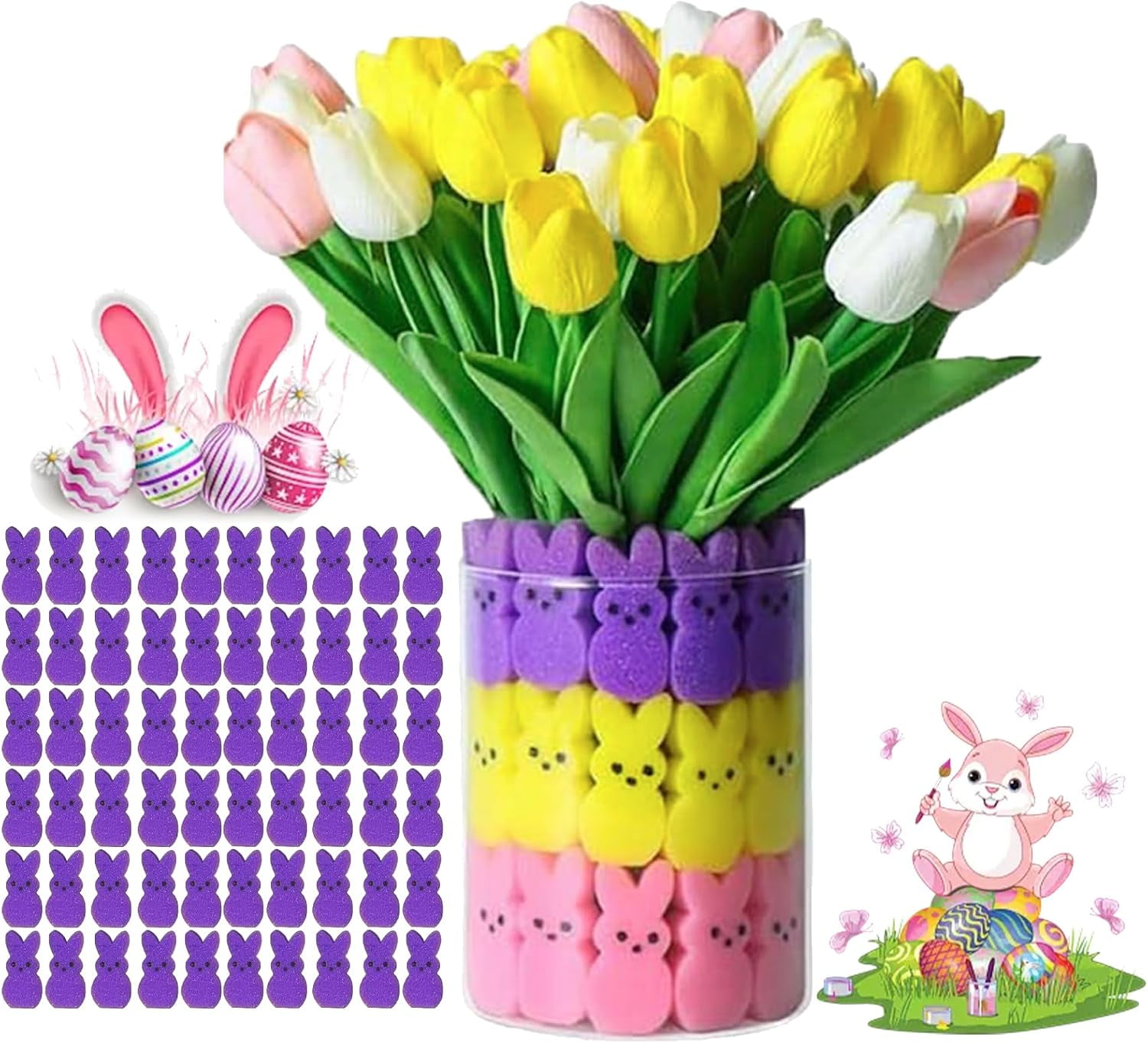 60pcs Easter Peep Sponges, Multicolor Easter Little Bunnies Peep ...