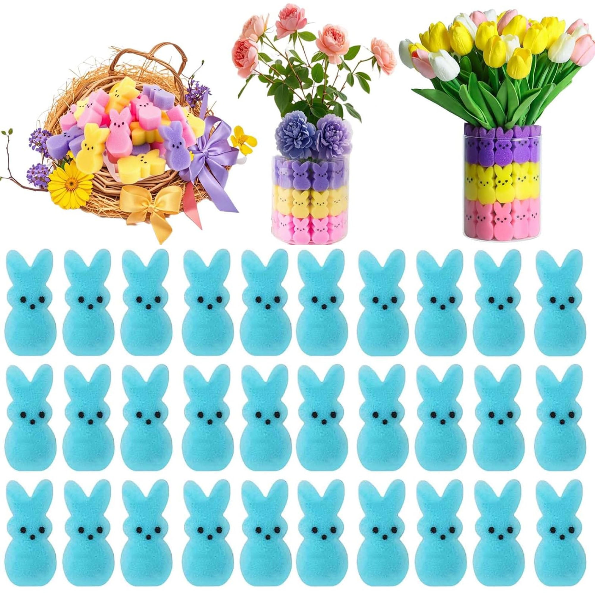 60pcs Easter Peep Sponges, Multicolor Easter Little Bunnies Peep ...
