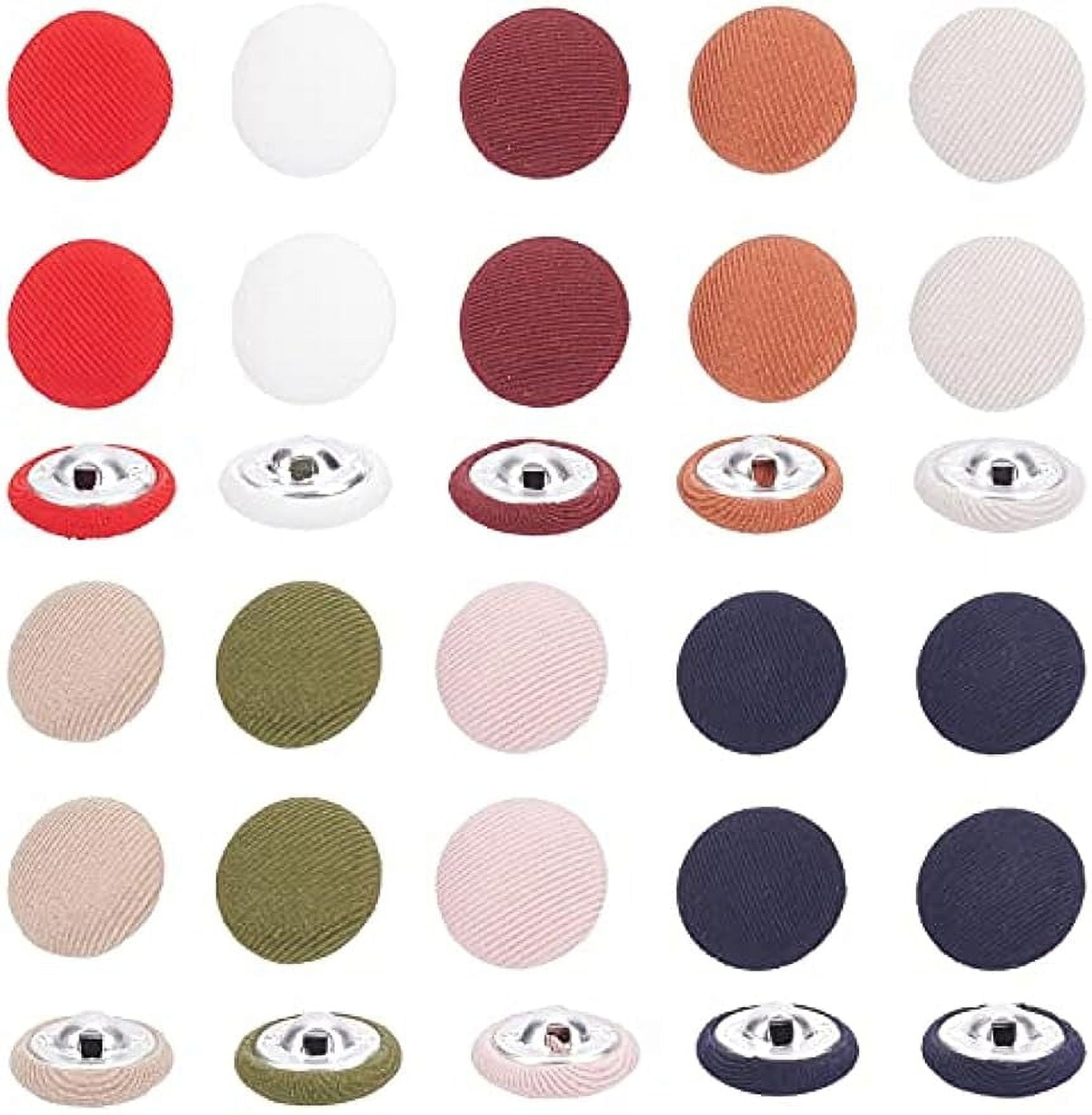 60pcs Fabric Button Shank Buttons Fabric Covered Button Colorful ...