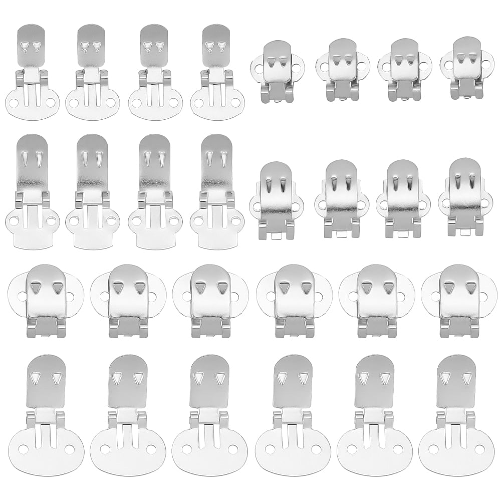 60pcs Flat Blank Shoe Clips 3 Style Iron Shoe Clips Silver Shoe Clamps ...