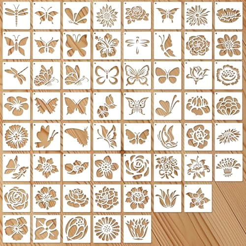 60pcs Floral Painting Templates, Reusable Crafts Painting Templates, 3 ...