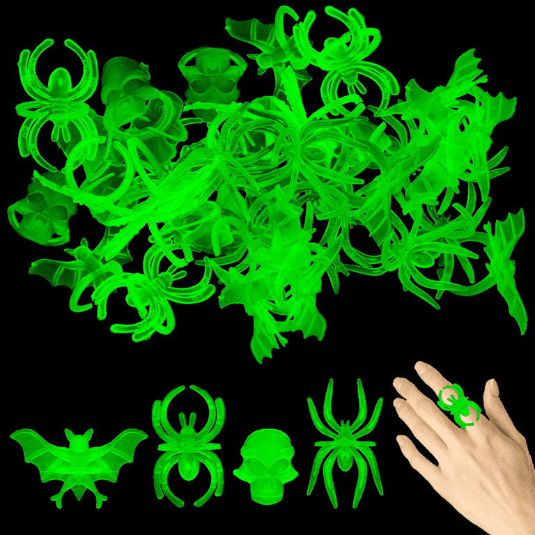 60pcs Glow in the Dark Spider Rings Halloween Rings for Kids Plastic Spider Rings Bulk for Halloween Party Favors