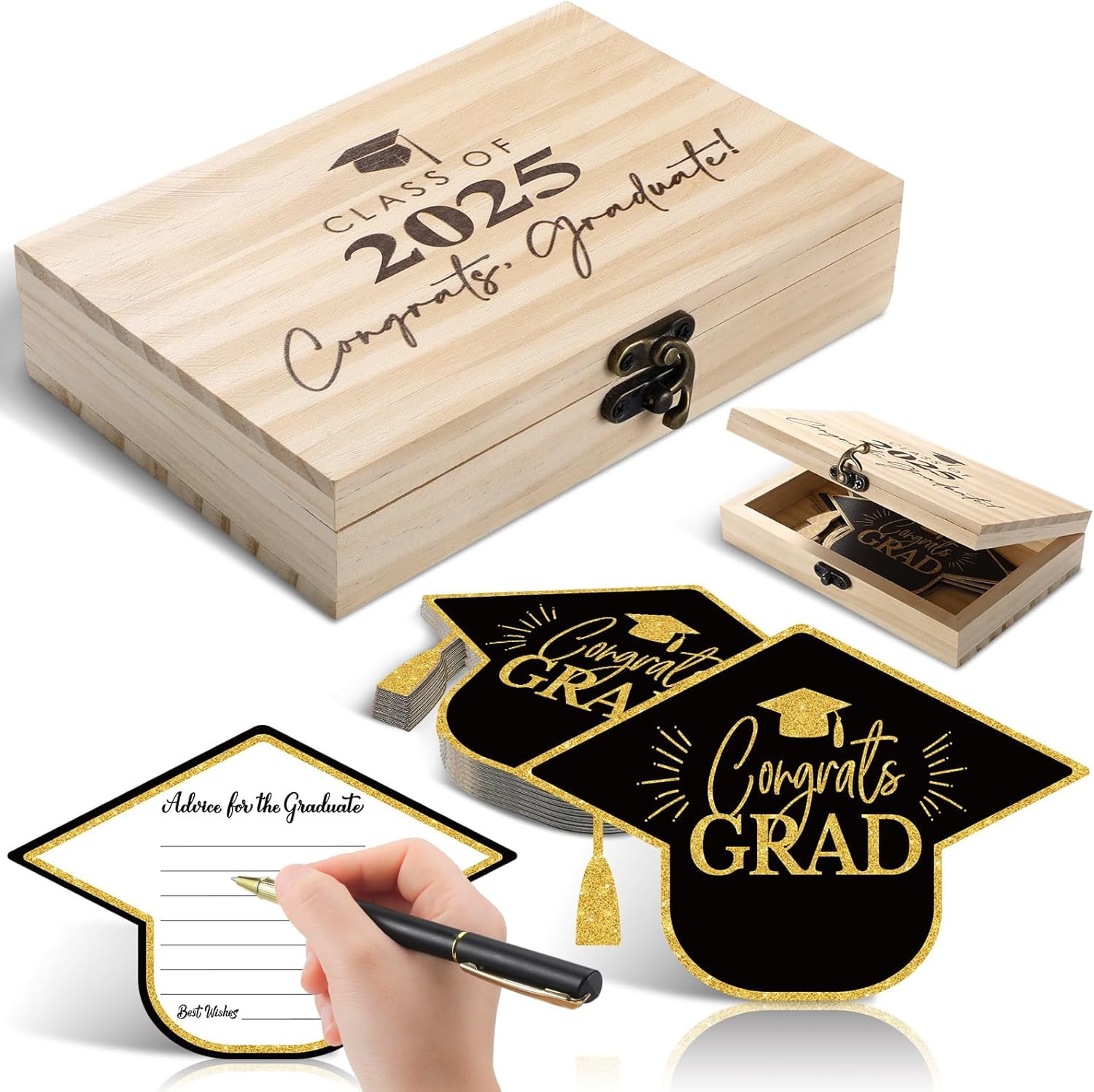 60pcs Grad Card Box 2025 Graduation Advice and Wishes Cards with Pen ...