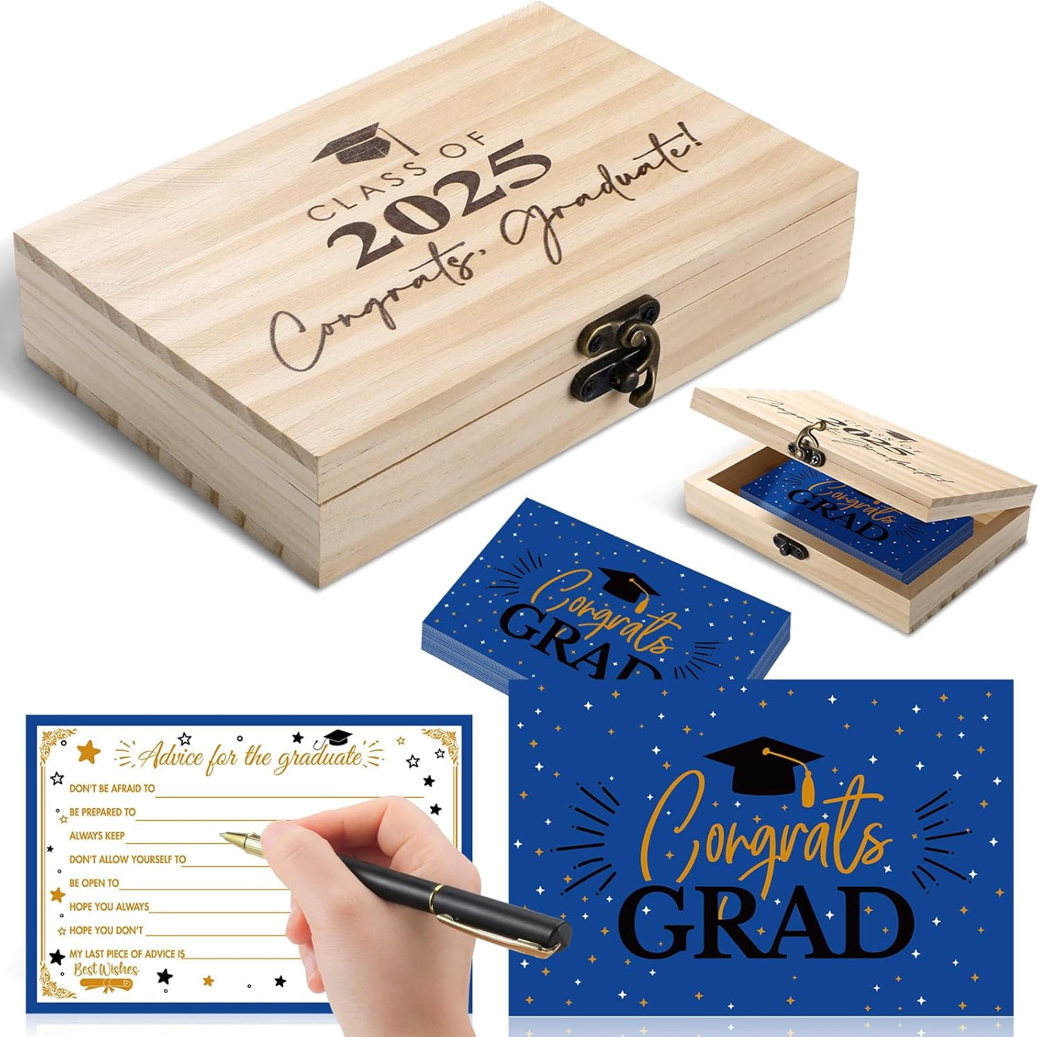 60pcs Grad Card Box 2025 Graduation Advice and Wishes Cards with Pen ...