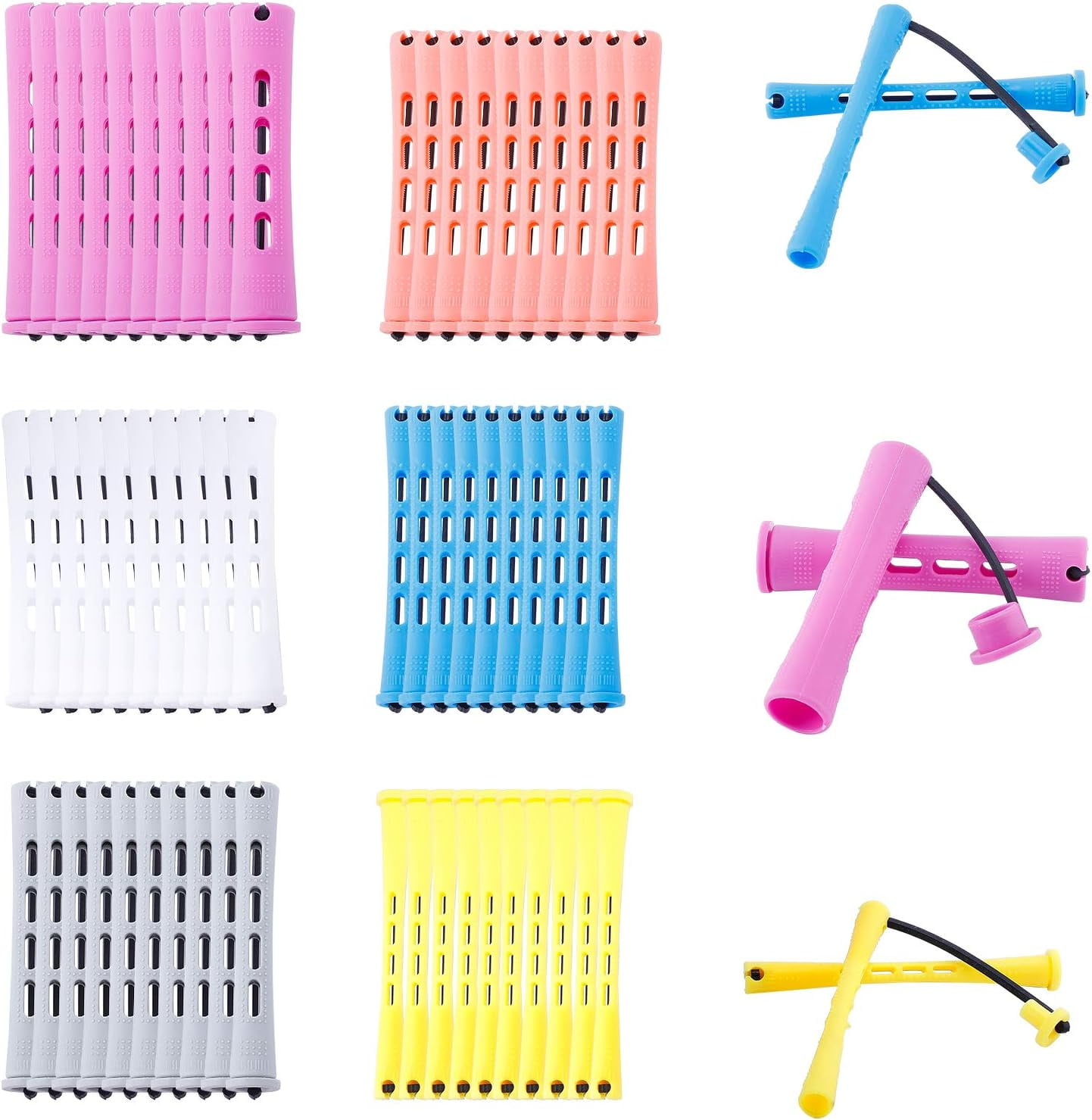 60pcs Hair Perm Rods 6 Sizes Perm Rods for Natural Hair Cold Wave Rod ...