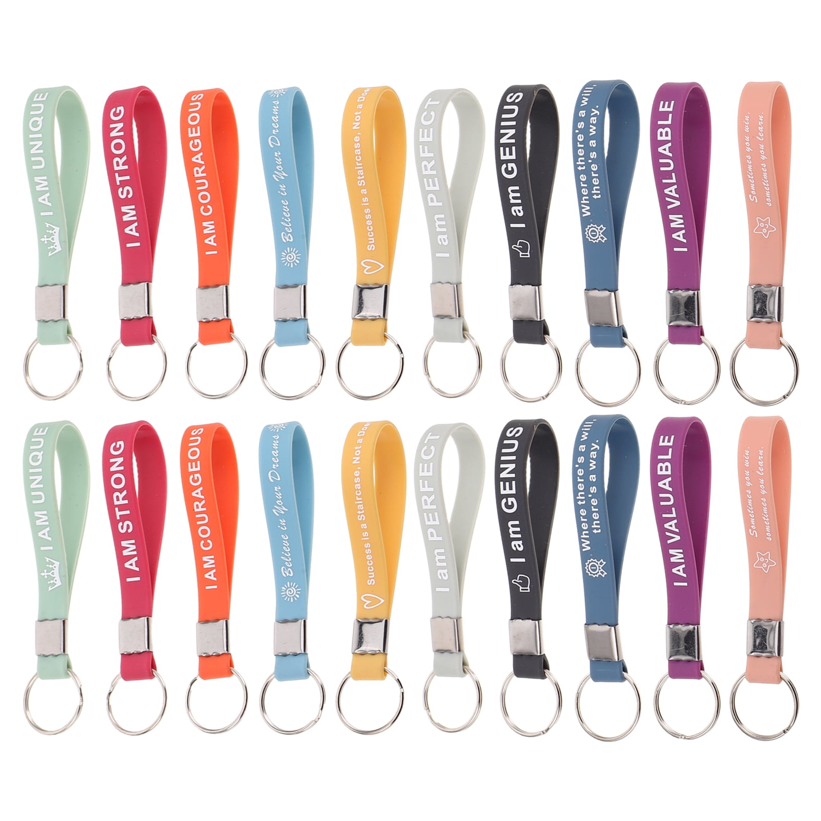 60pcs Inspirational Silicone Keychains Motivational Key Rings Employee ...