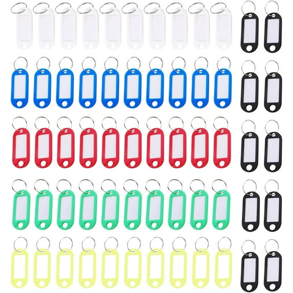 60pcs Key Tags with Labels,6 Colors Key Fobs with Split Rings for Keys ...