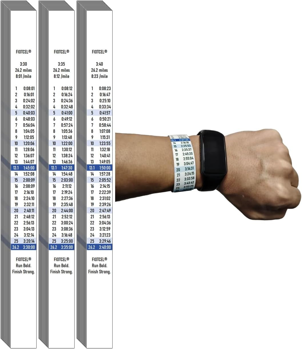 60pcs Marathon Pace Bands - 3 Time Goal Designs | Ultra-Light ...