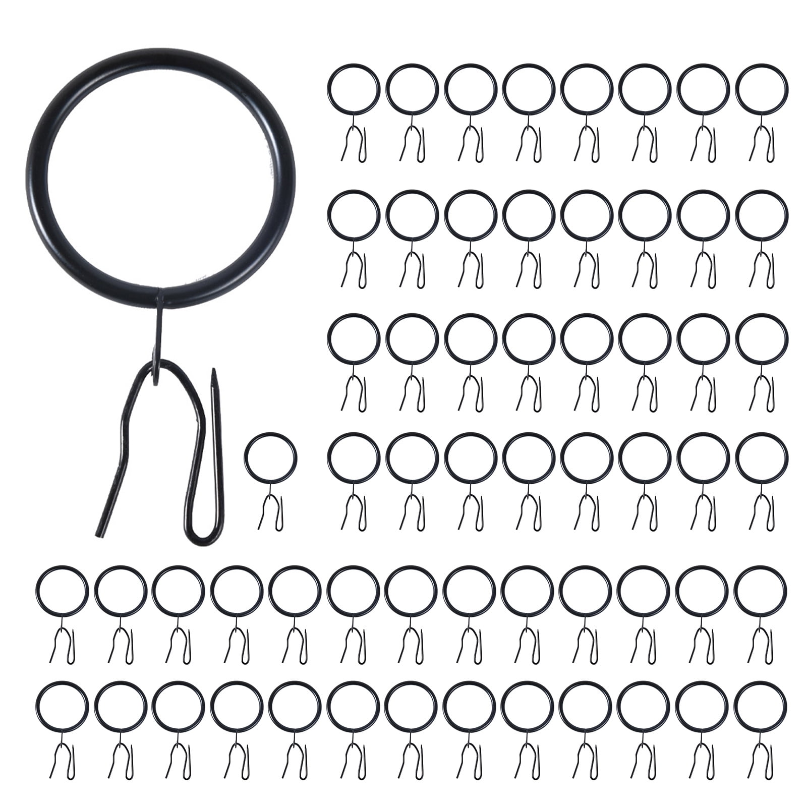 60pcs Metal Curtain Rings with Pin Hooks Curtain Rings for Reliabled ...