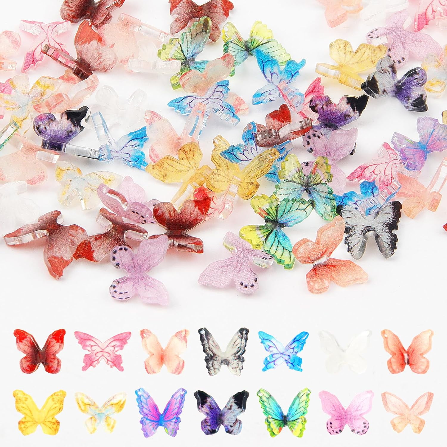 60pcs Micro Resin Butterflies Mini Butterflies for Crafts Miniature ...