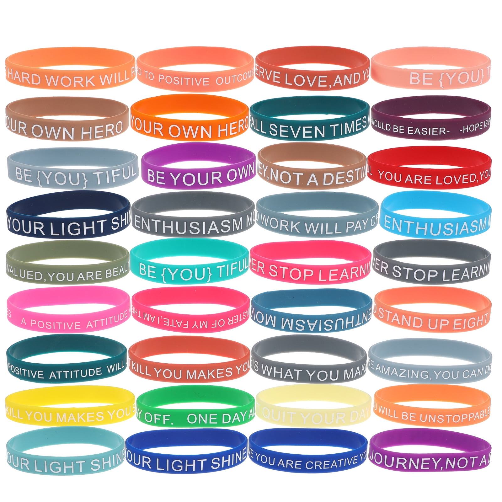 60pcs Motivational Quote Wristbands Inspirational Silicone Bracelets ...