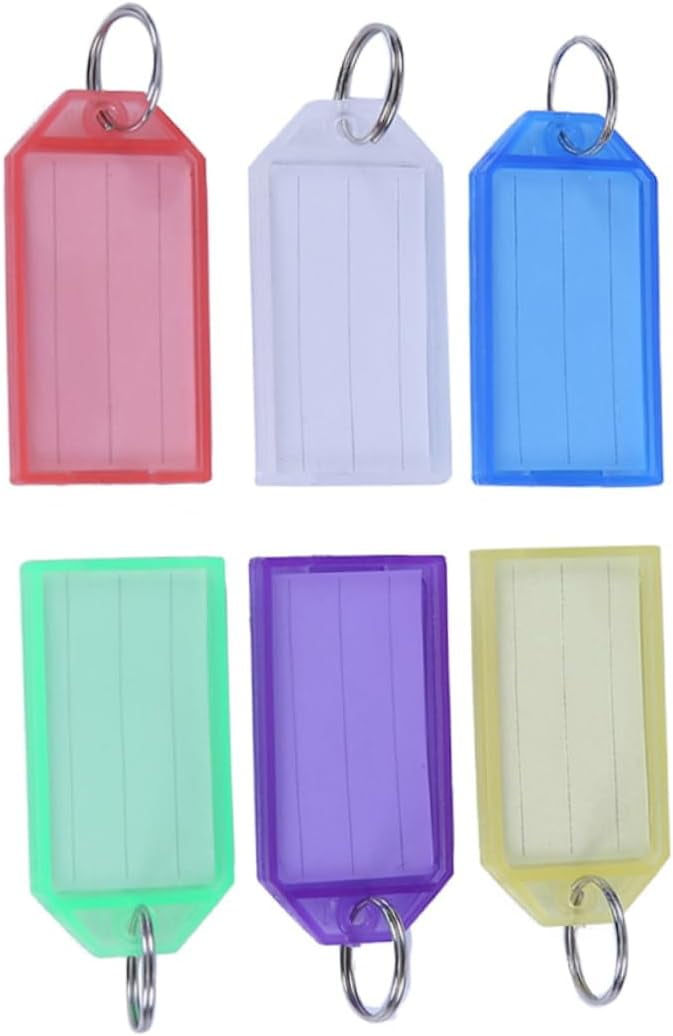 60pcs Multicolor Plastic Key Fobs Luggage ID Tags Labels with Key Rings ...