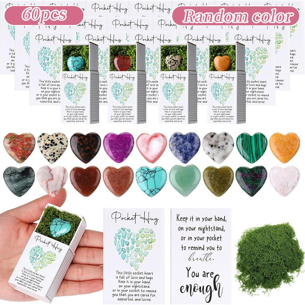 60pcs Natural Crystal Rough Holiday Gifts Heart-Shaped Crystal Stone ...
