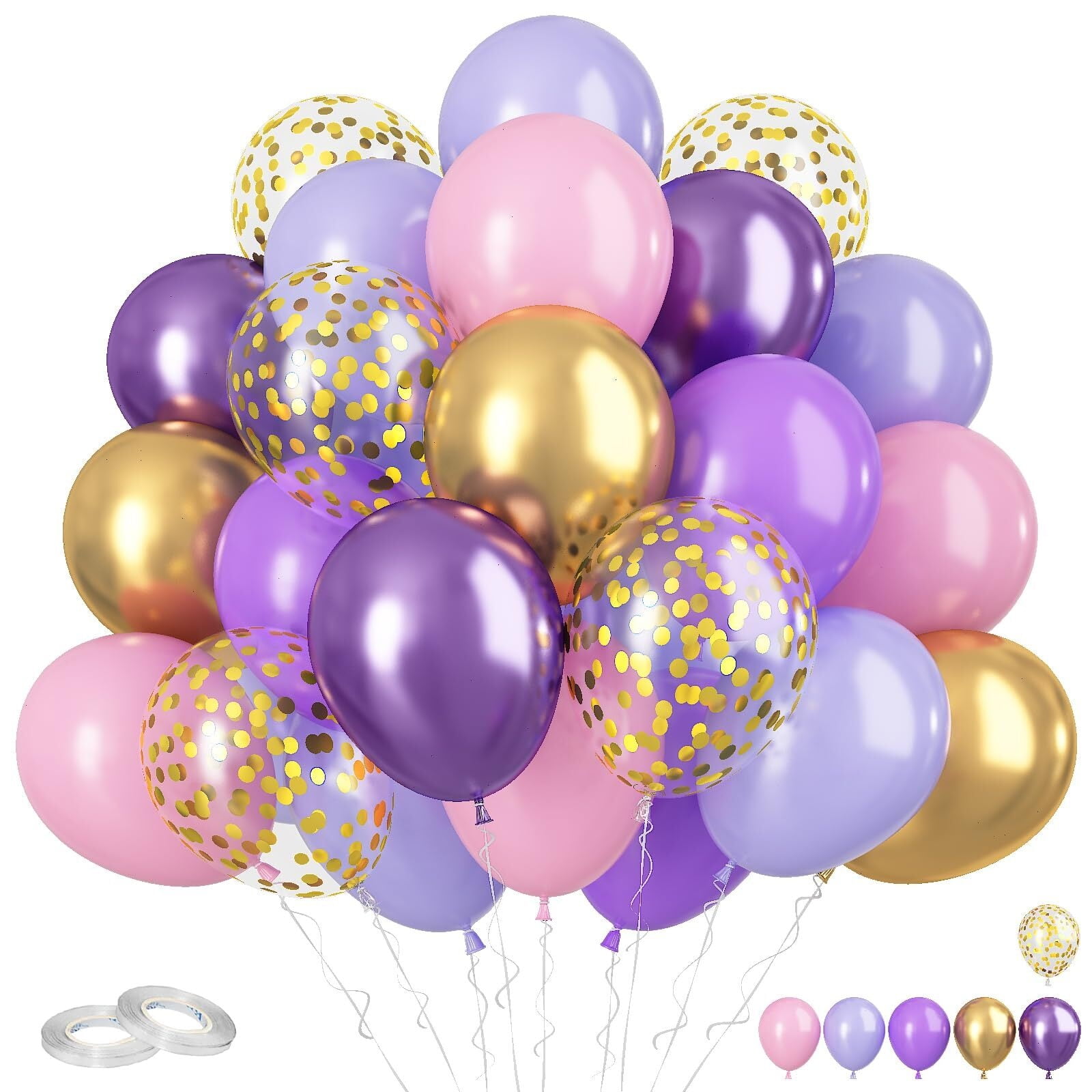 60pcs Navy Blue & Green Balloons - 12 Inch Fruit Confetti, Teal, White ...
