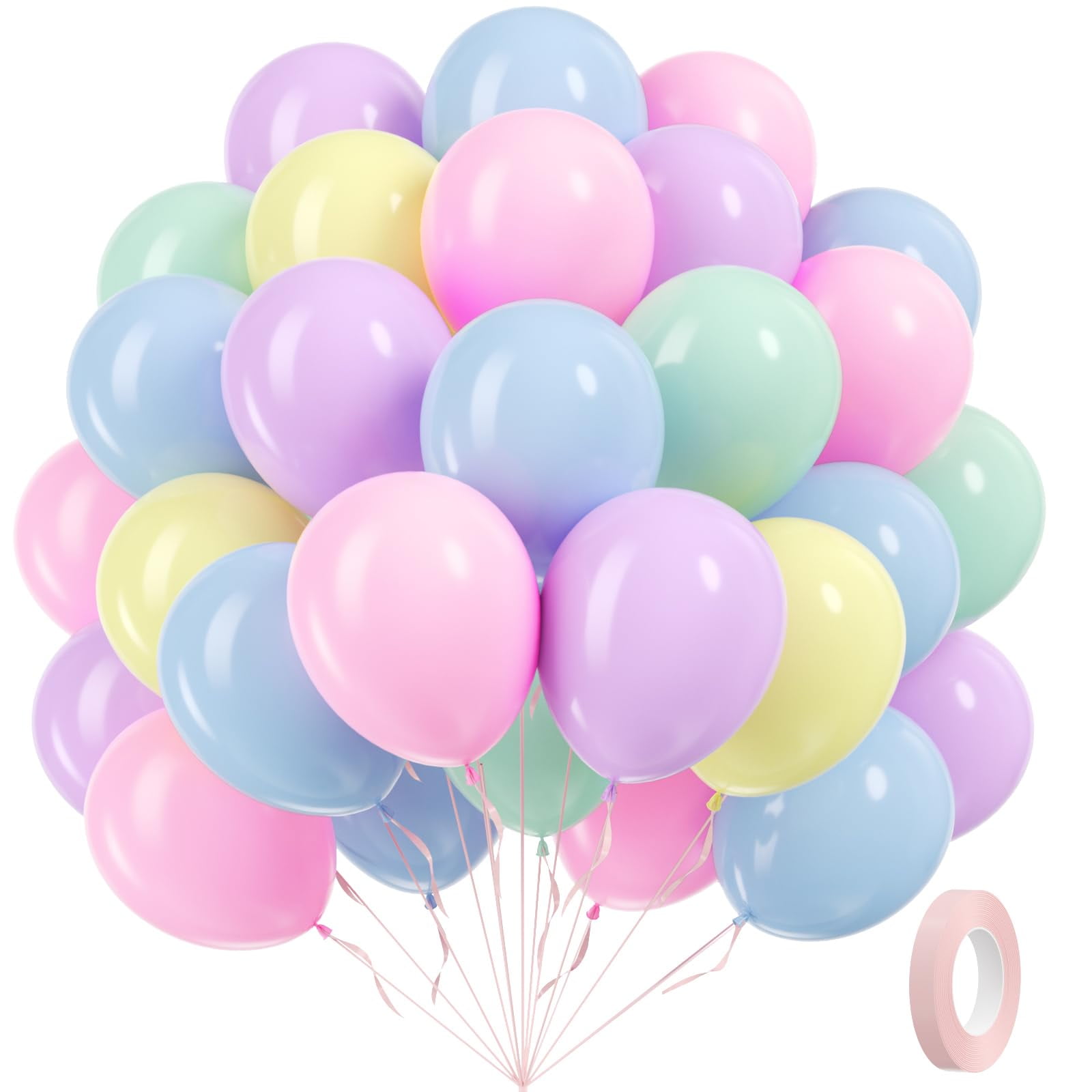 60pcs Pastel Balloons 12inch, Pastel Color Balloons with Light Pink ...