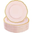 60pcs Pink Plastic Plates - Disposable 7 Inch Dessert Plates with Gold ...