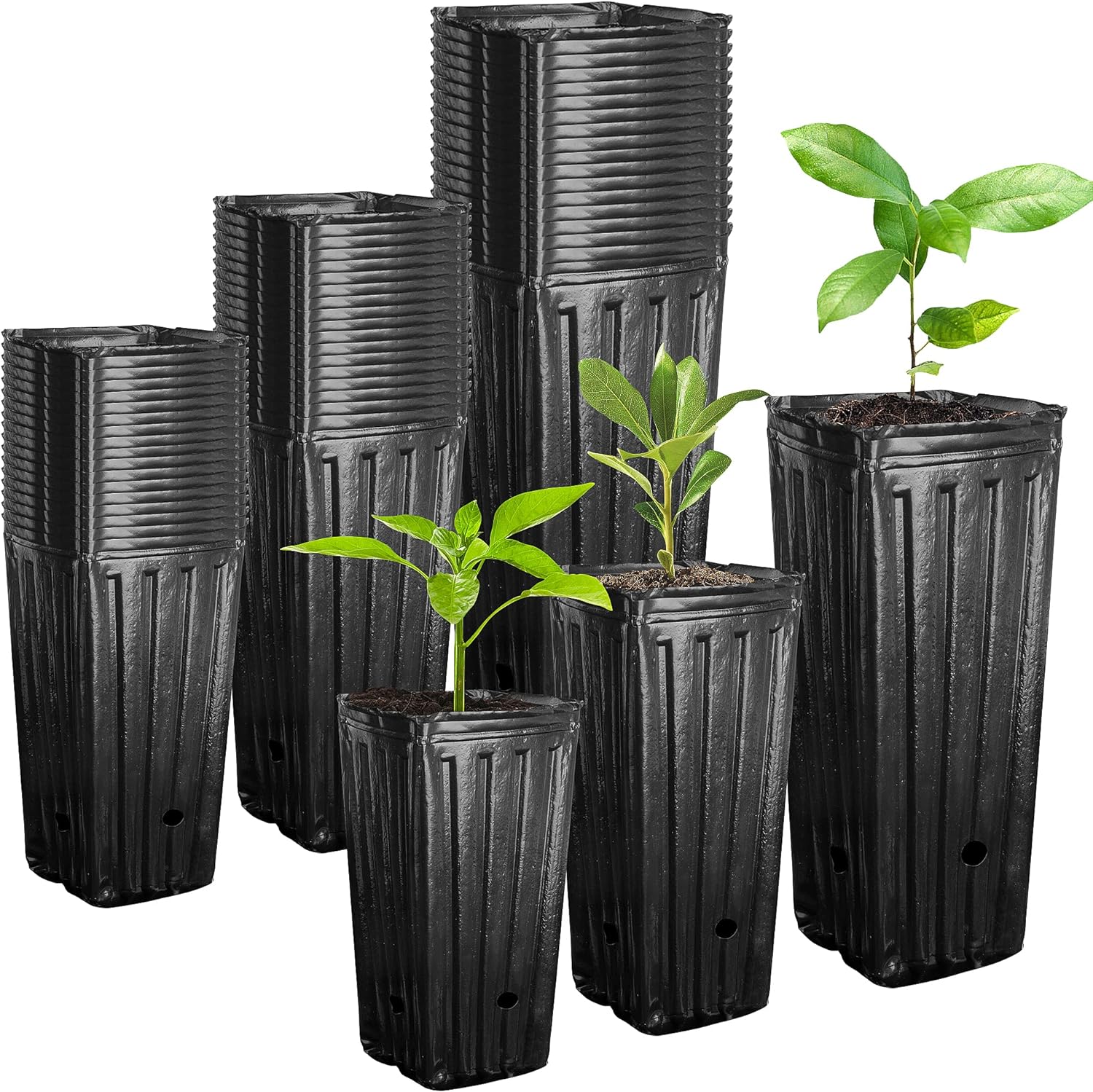 60pcs Plastic Deep Plant Nursery Pots,Tall Tree Pots,Black Deep ...