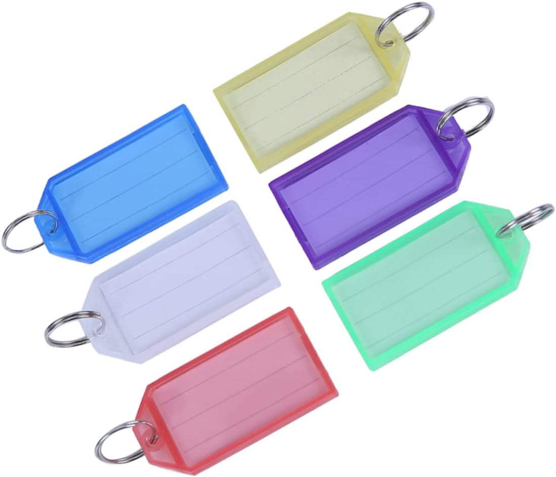 60pcs Plastic Key Tags Colored Tabs Heavy Duty Key Ring Key Tags with ...