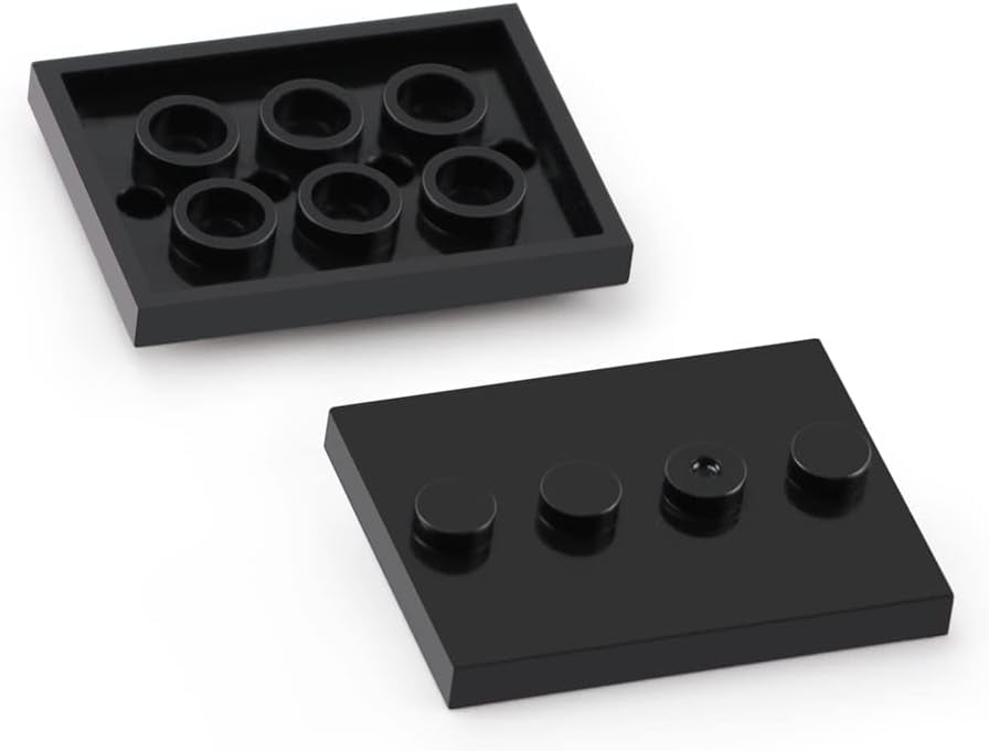 60pcs Plates Parts brick 3x4 with 4 Studs in Center Black Compa tible ...