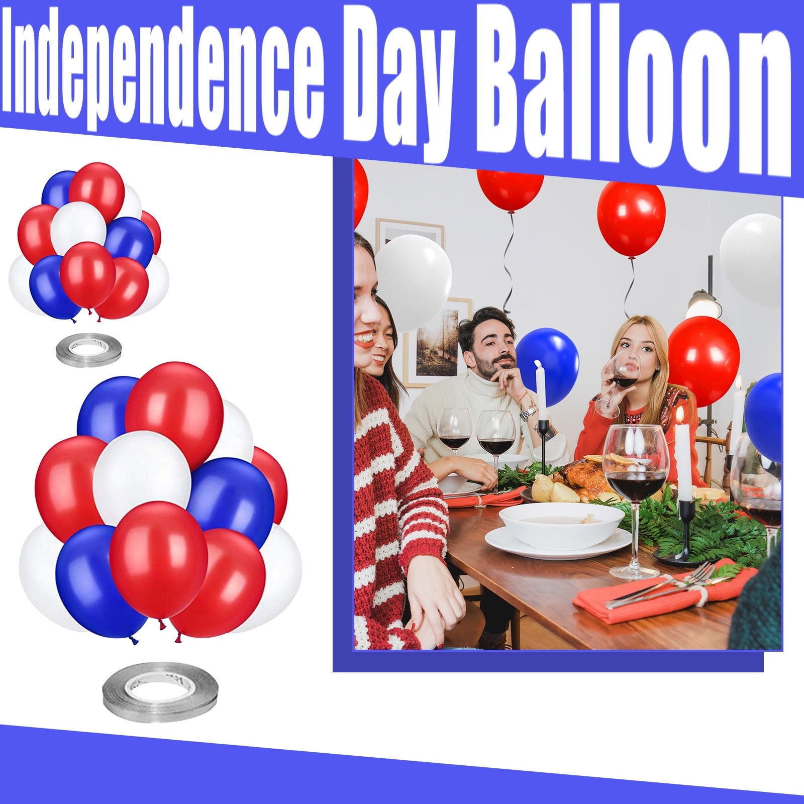 60pcs Red White Blue Balloons 12inch Party Latex Balloons for 4th of ...