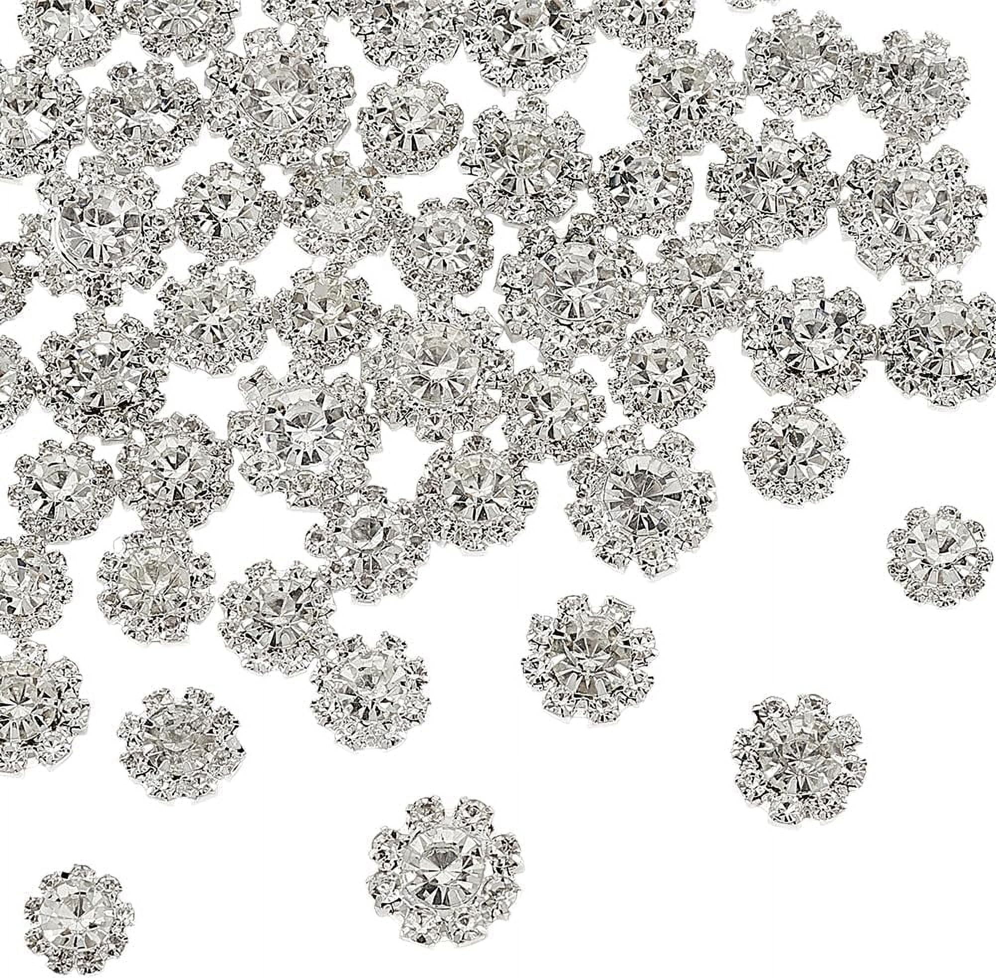 60pcs Rhinestone Embellishments Flatback Buttons 4 Sizes Shiny Alloy ...