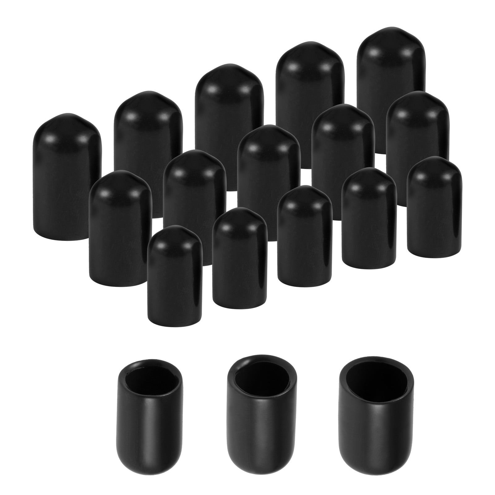 60pcs Round Rubber End Caps 9/32" 3/8" 1/2" Black Vinyl Cover Screw ...