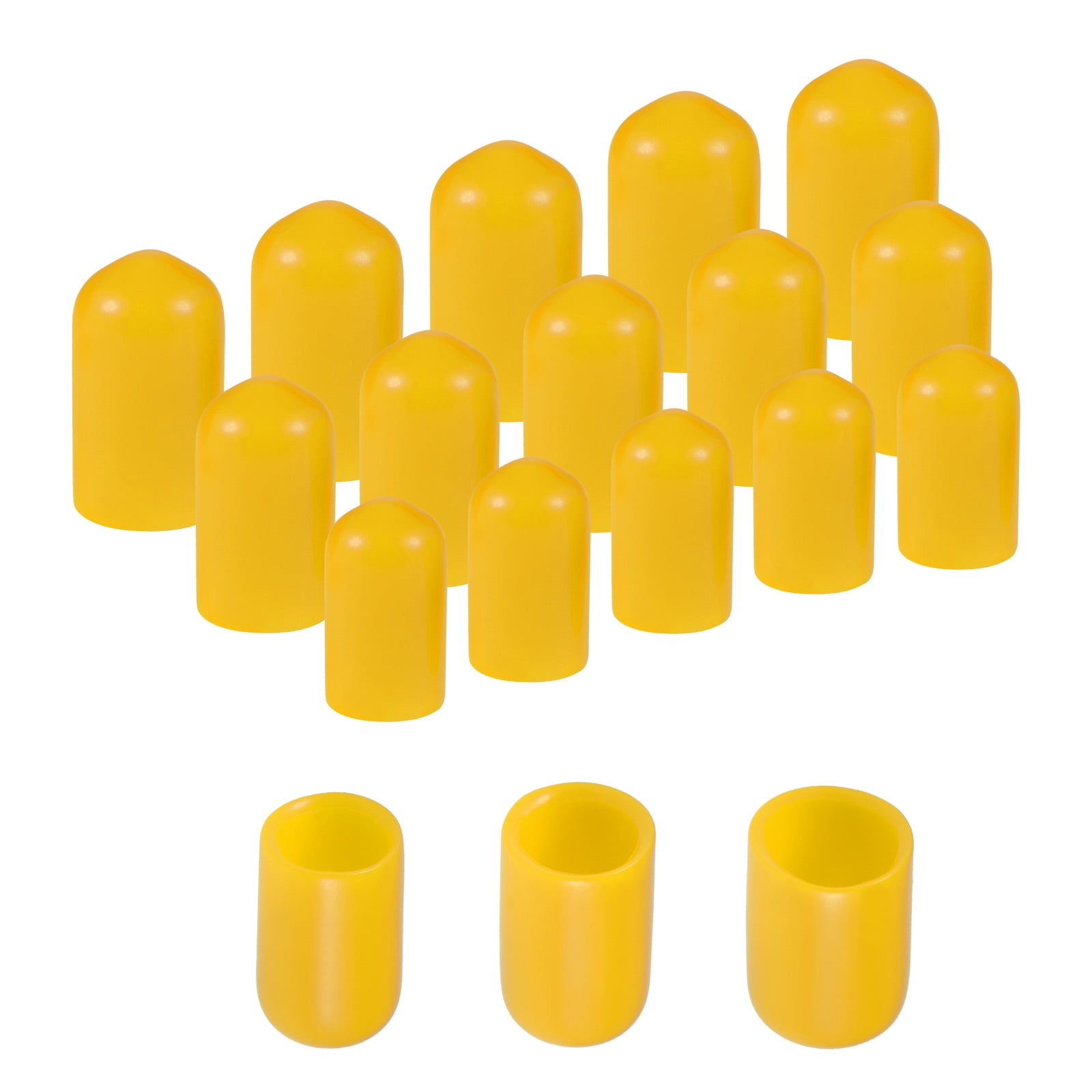 60pcs Round Rubber End Caps 9/32" 3/8" 1/2" Yellow Vinyl Cover Screw ...
