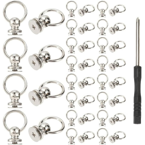 60pcs Screwback Round Head Rivet with Pull Ring Studs with Screwdriver ...