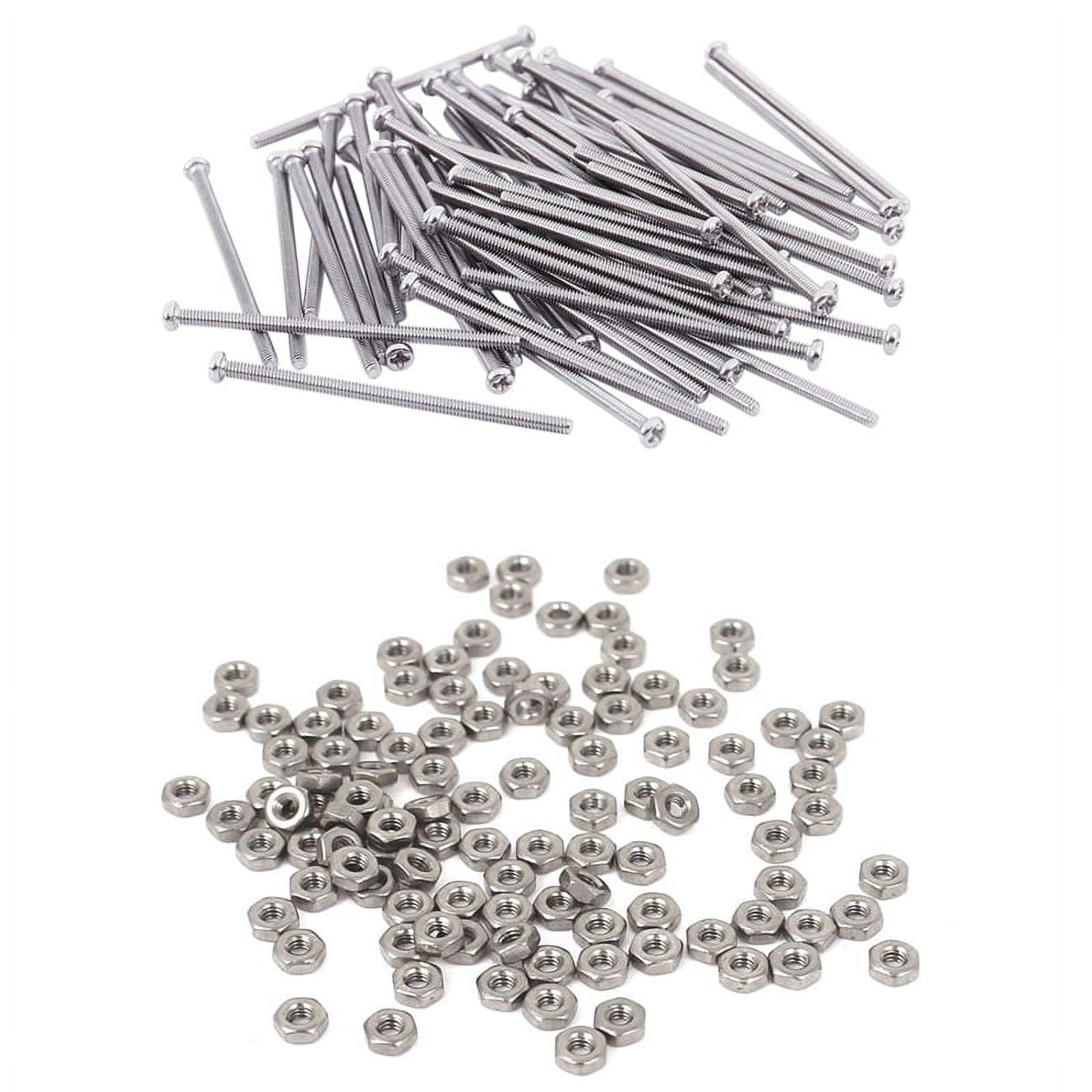 60pcs Silver M2 x 40mm Round Screws Bolt & 100Pcs Metric M2 Hex Nuts ...
