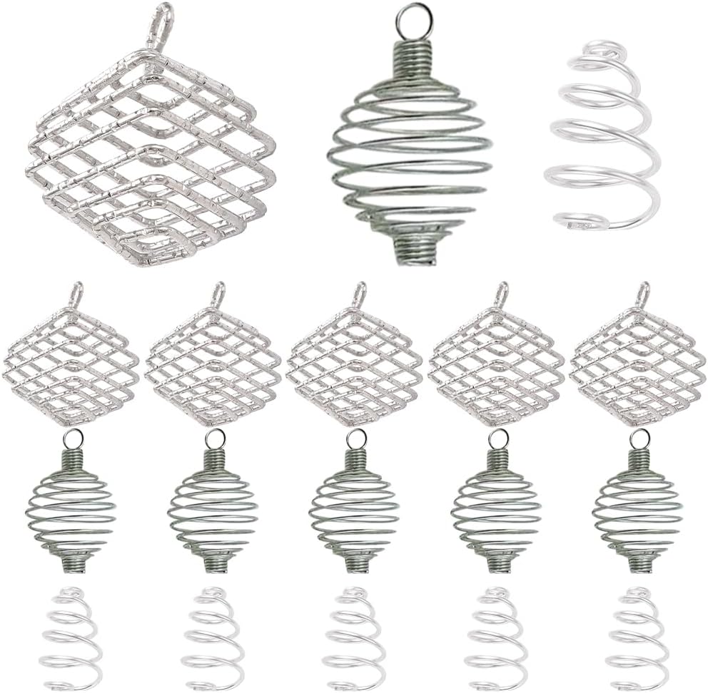 60pcs Spiral Bead Cage Pendants 3 Styles Stone Crystal Necklace Holder ...